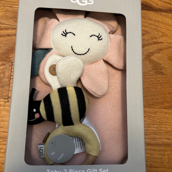 UGG | Toys | Ugg 2piece Toby Gift Set 0 Cotton Knit Lovey Rattle Flower ...